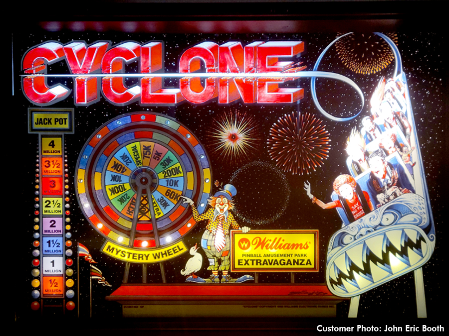 Cyclone Custom Mirrored Backglass – classicplayfields.com